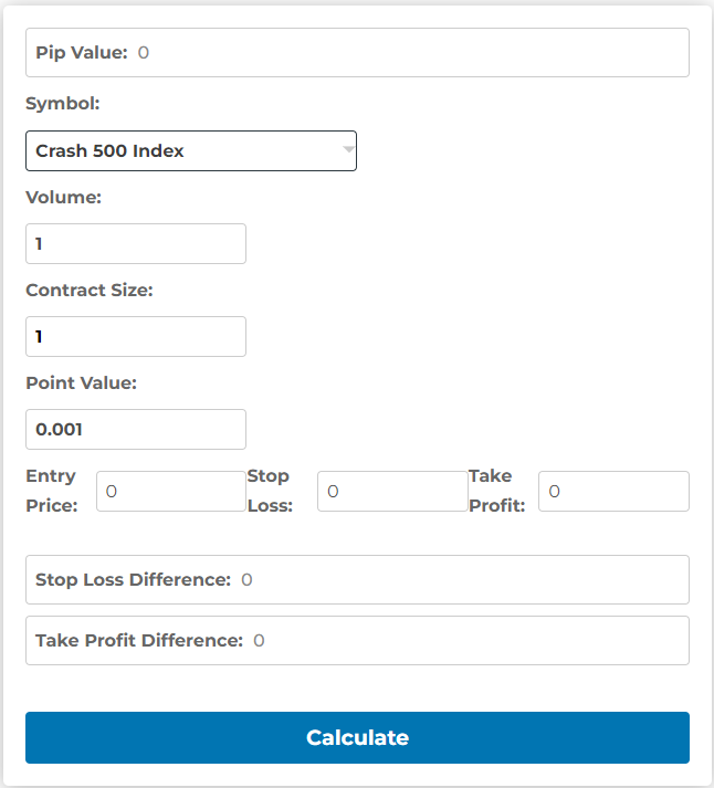Crash 500 Index Pip Calculator - Example for You - Get Know Trading